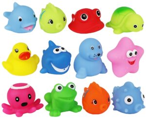 click n' play assorted colorful bath squirters for 6 months to 999 months (12 pack)