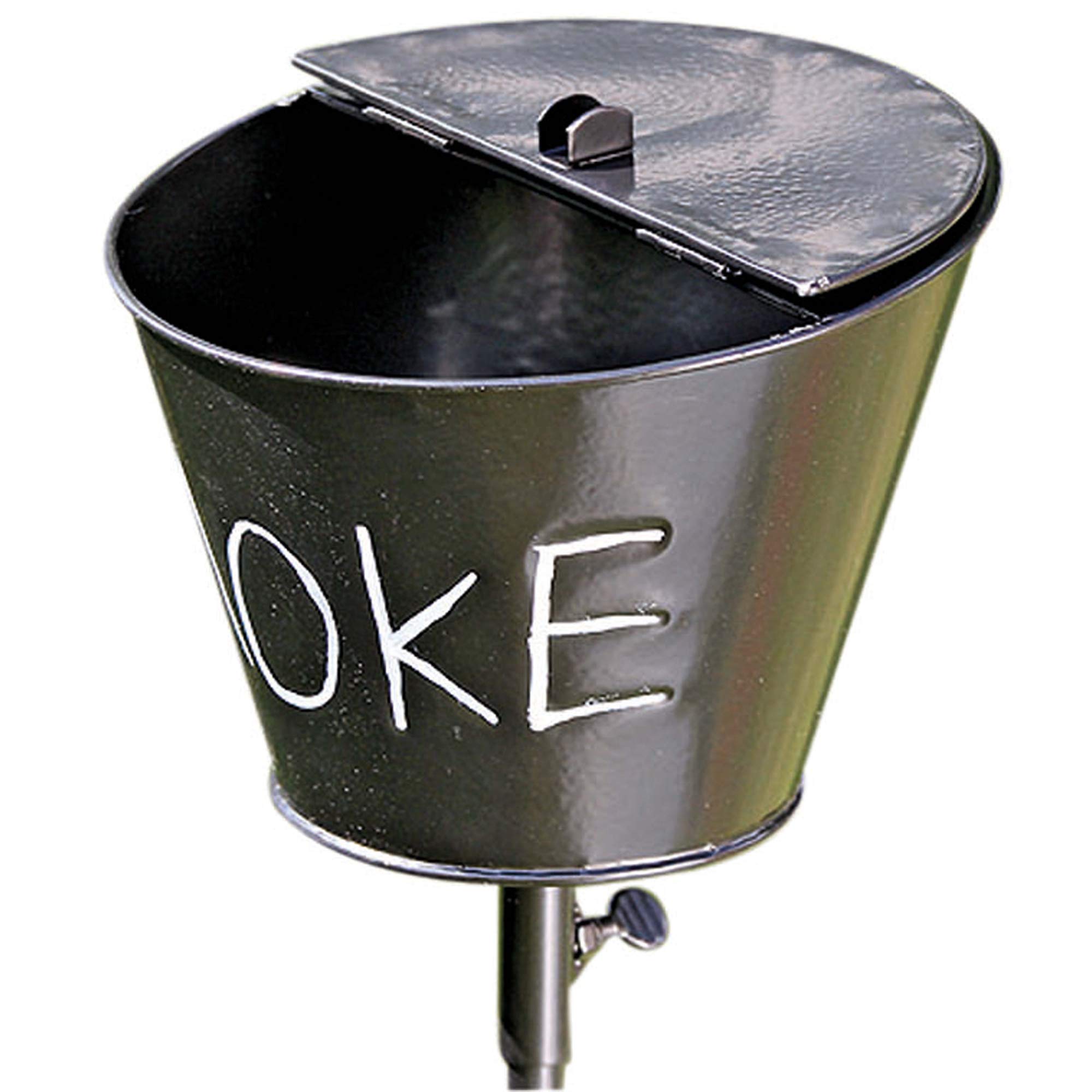 Outdoor Smoke Ashtray, Lidded Bucket on Stake with Prong Post, Garden Style, Black Lacquered Iron, 6 x 6 x 43 1/4 Inches (15 x 15 x 110 cm)