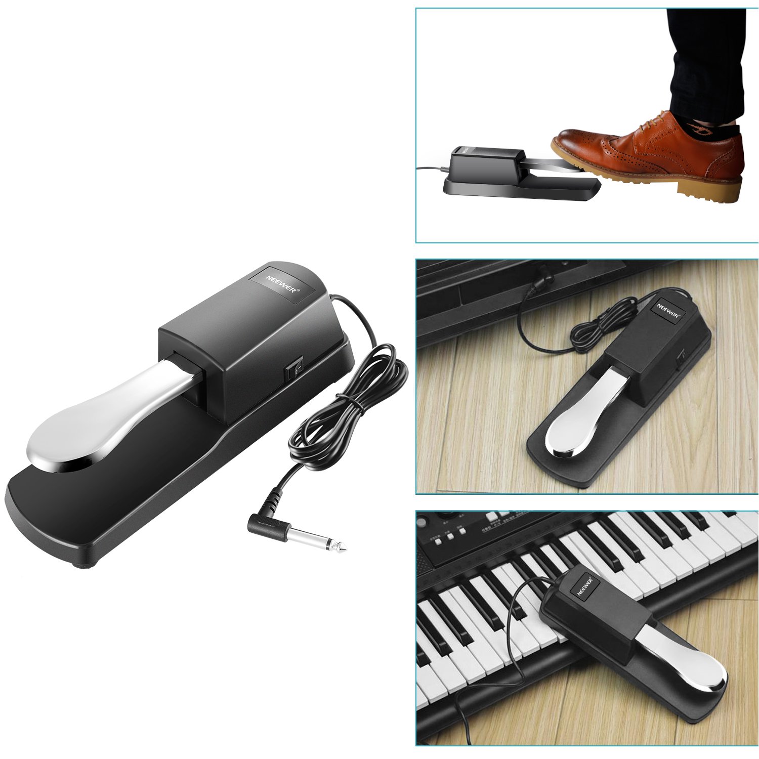 Neewer® Universal Piano-style Sustain Foot Pedal with Polarity Switch Design Compatible with Any Electronic Keyboard with 1/4 Input Jack