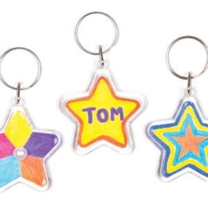 Baker Ross AG220 Make Your Own Star Keyring Kit - Pack Of 6, For Kids To Assemble And Attach To Key Rings And Bags, white, 5cm