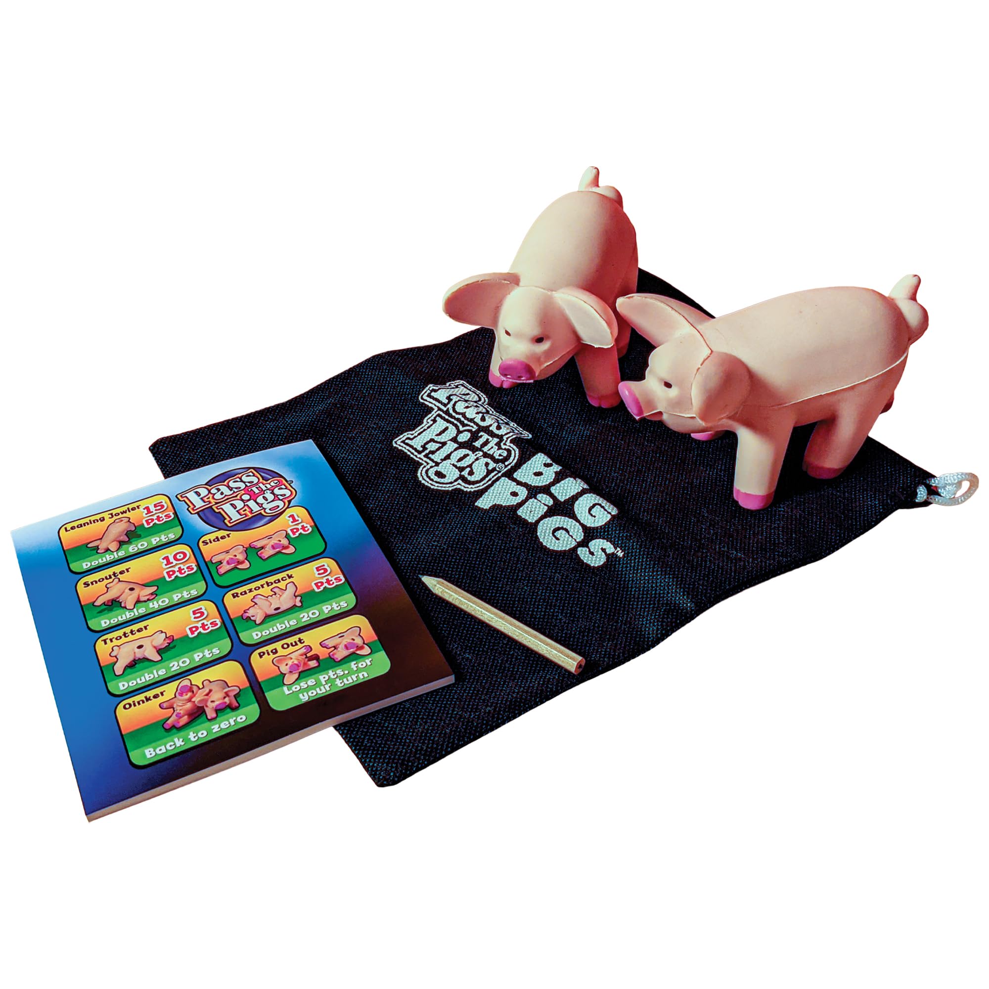 Pass The Pigs Big Pigs by Winning Moves Games USA, Hysterical Pig-Dice Rolling Game with Oversized Foam Pigs for 2 to 4 Players, Ages 8 +