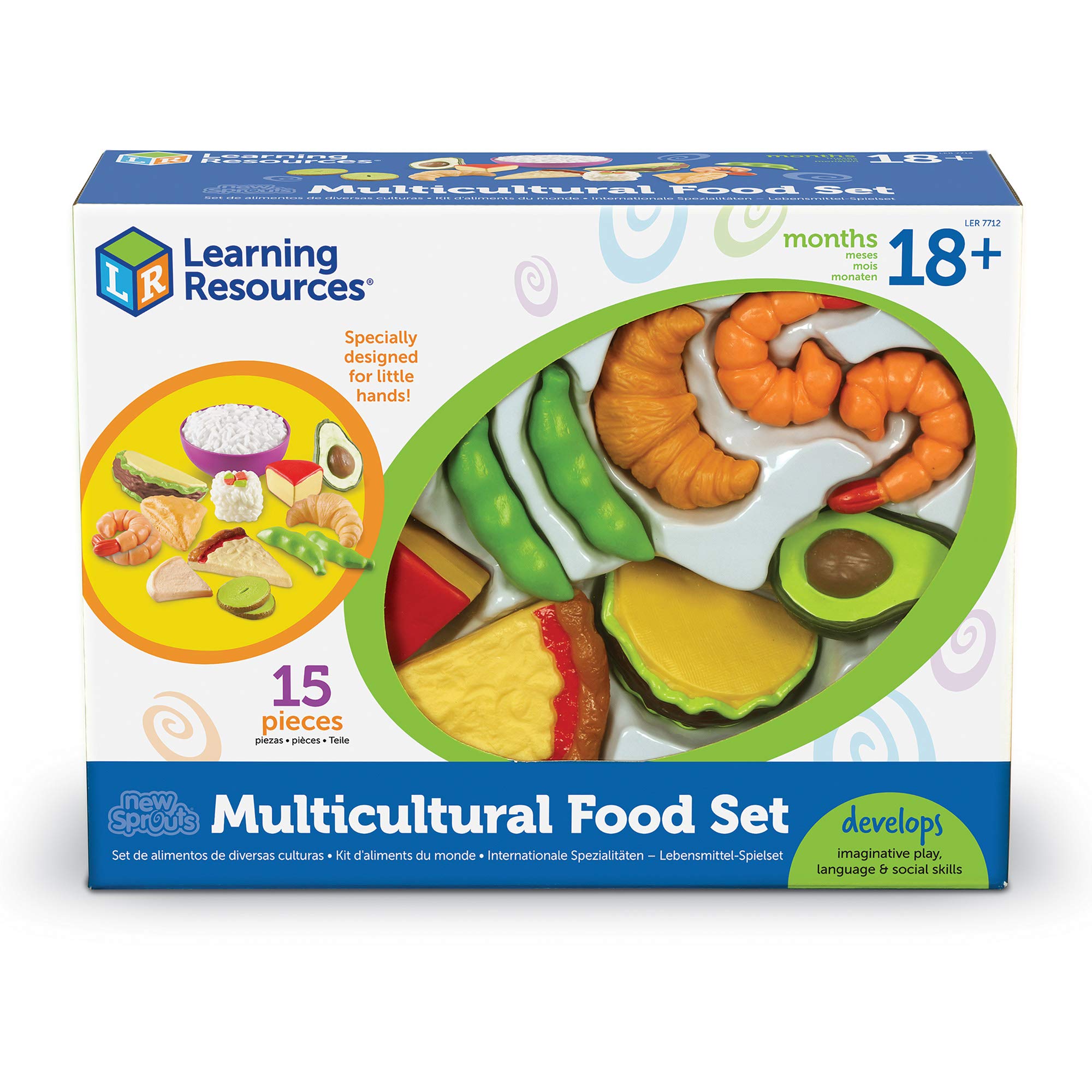 Learning Resources New Sprouts Multicultural Play Food Set - 15 Pieces, Ages 18+ Months Pretend Play Food for Toddlers, Preschool Learning Toys, Kitchen Play Toys for Kids