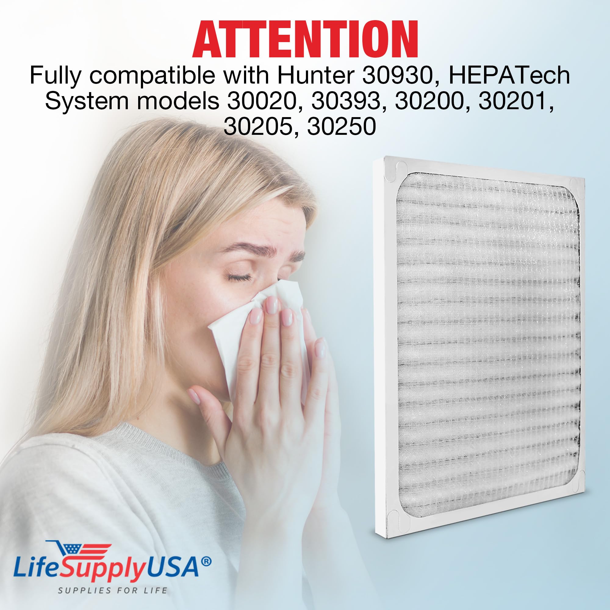 Air Cleaner Filter Replacement Compatible with Hunter 30920 30905 30050 30055 30065 37065 30075 30080 30177 Air Purifers by LifeSupplyUSA