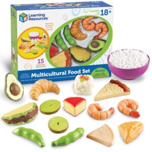 learning resources new sprouts multicultural play food set - 15 pieces, ages 18+ months pretend play food for toddlers, preschool learning toys, kitchen play toys for kids