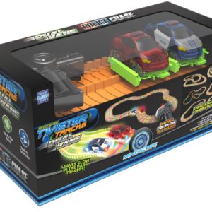 Mindscope Twister Tracks Radio Control Dual Lane Police Chase Glow in The Dark Track Set with 2 Cars and 2 Radio Controls RC