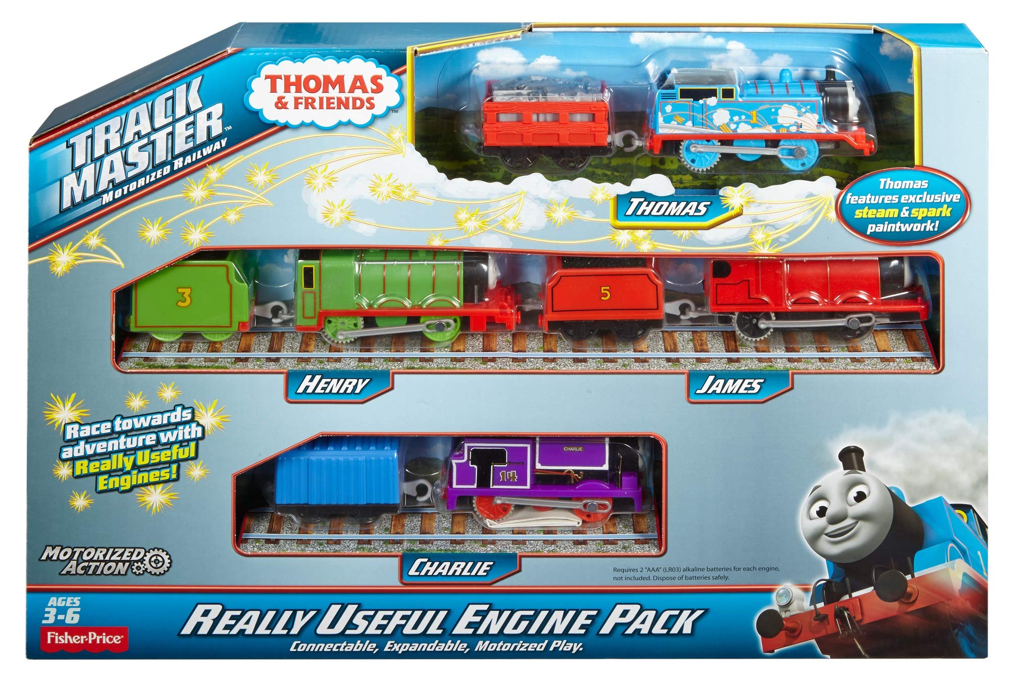 Thomas & Friends Motorized Toy Trains Really Useful Engine Pack, Set of 4 Character Vehicles for Preschool Pretend Play Kids Ages 3+ Years