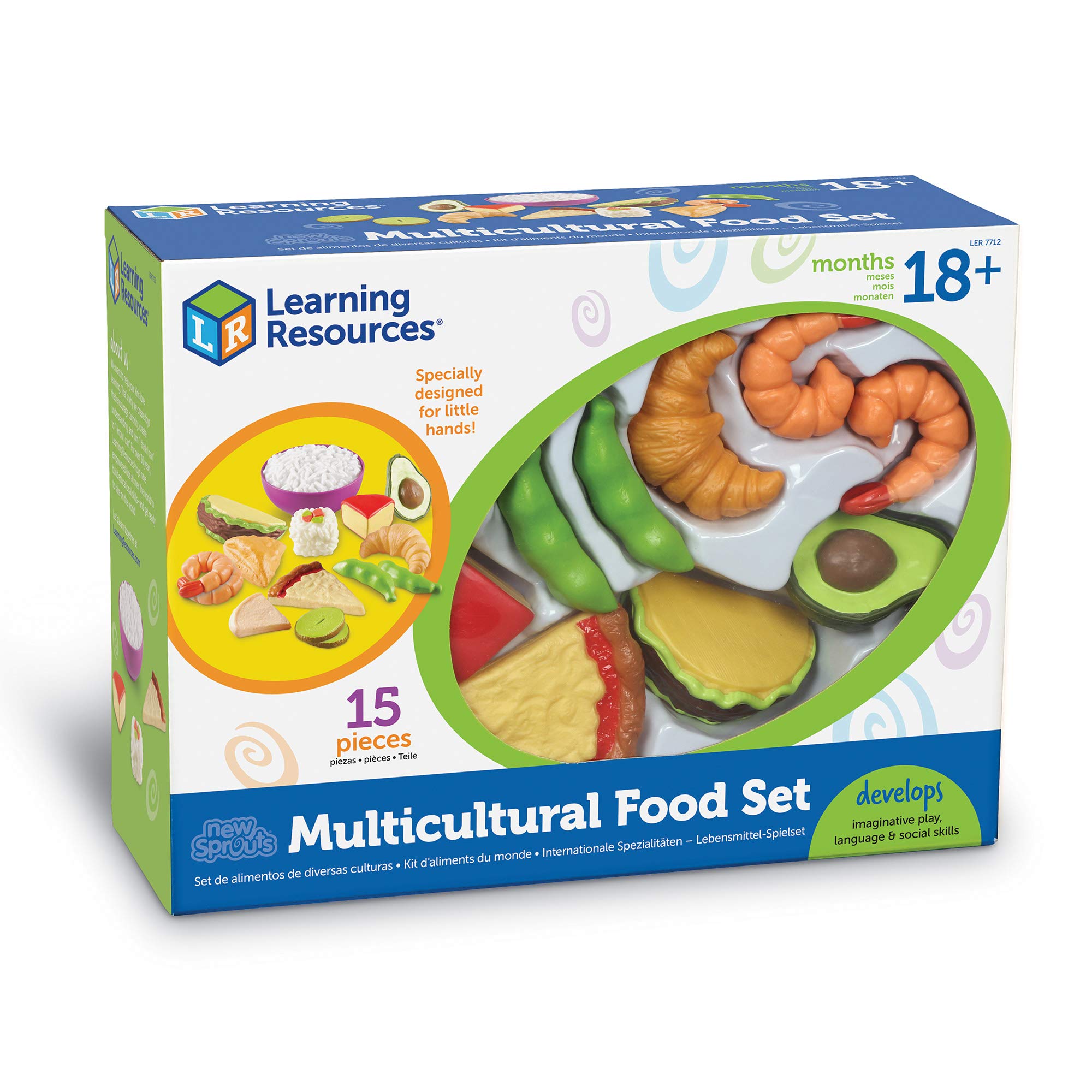 Learning Resources New Sprouts Multicultural Play Food Set - 15 Pieces, Ages 18+ Months Pretend Play Food for Toddlers, Preschool Learning Toys, Kitchen Play Toys for Kids