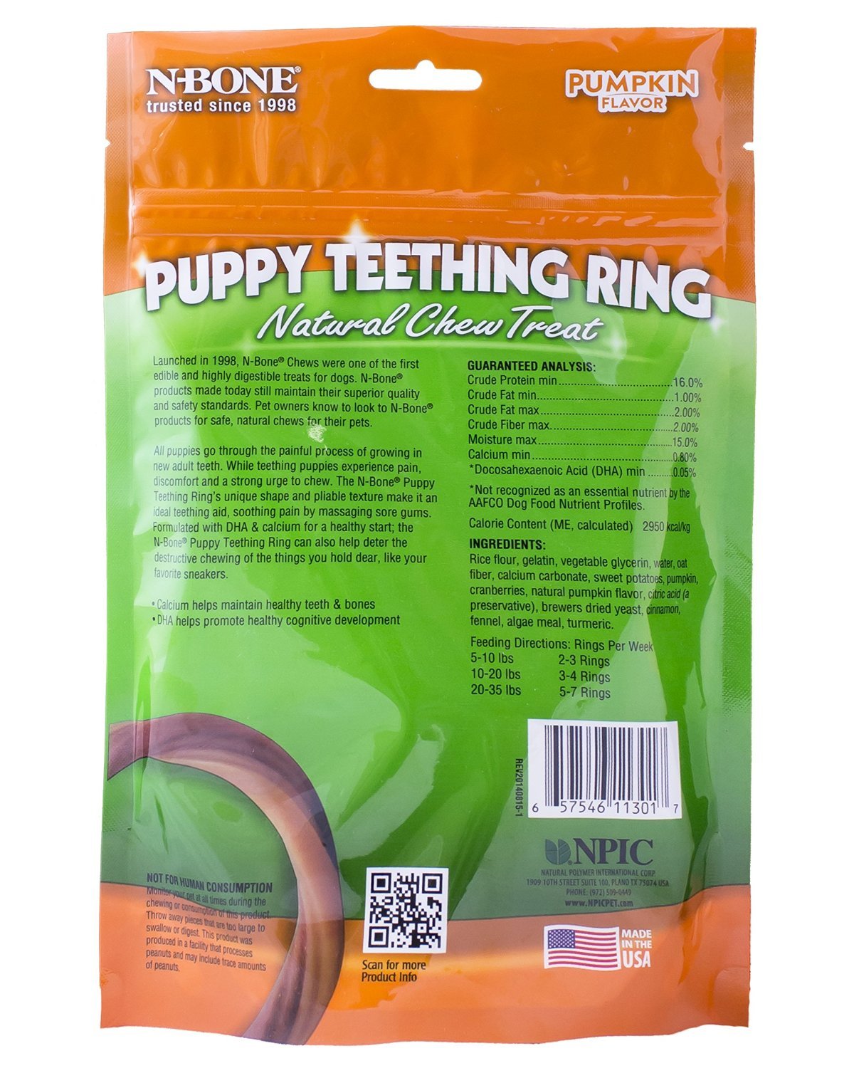 N-Bone Puppy Teething Ring Pumpkin Flavor (12 Pack)