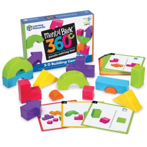 learning resources mental blox 360 degree 3-d building game - 55 pieces, ages 5+ educational board games, mental puzzles for kids, brain teaser games