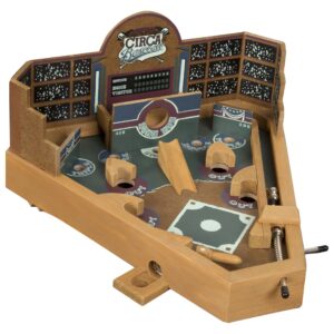 Hey! Play! Baseball Pinball Tabletop Skill Game - Classic Miniature Wooden Retro Sports Arcade Desktop Toy for Adult Collectors and Children, NULL, 13 x 12.25 x 8"