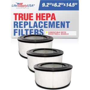 lifesupplyusa hepa filter replacement compatible with honeywell 21500 21600 air purifier sears kenmore 833308 (3-pack)