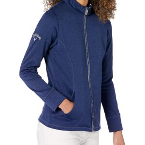 Callaway Women's Golf Full Zip Long Sleeve Fit Fleece Jacket, Blueprint Heather, Medium