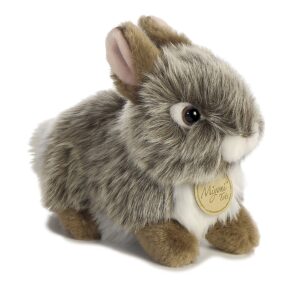 aurora® adorable miyoni® tots baby bunny stuffed animal - lifelike detail - cherished companionship - gray 7 inches