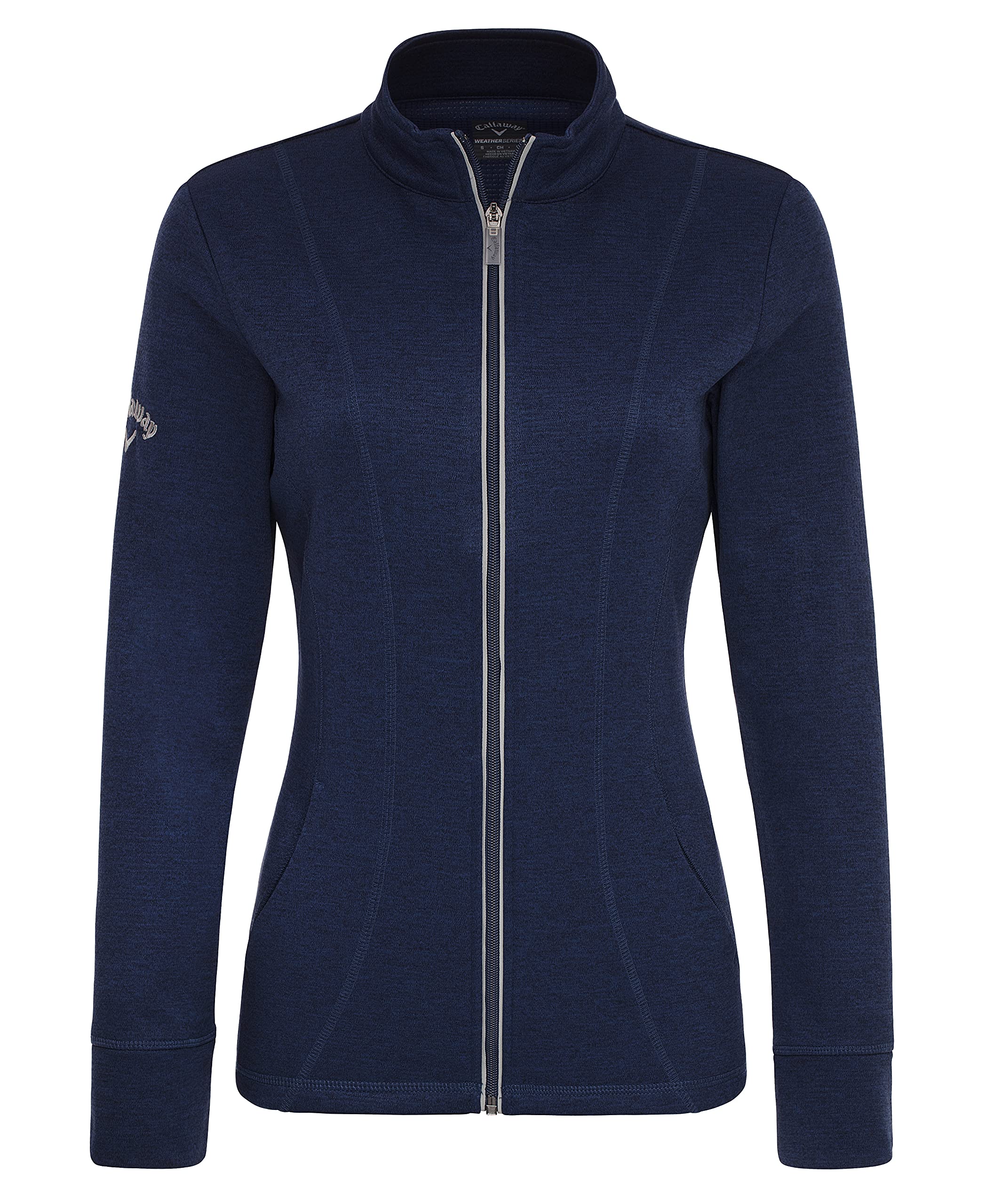 Callaway Women's Golf Full Zip Long Sleeve Fit Fleece Jacket, Blueprint Heather, Medium