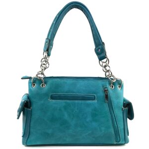 Justin West Cross Angel Wings Concealed Carry Handbag Purse (Turquoise)