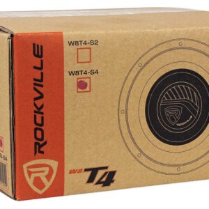 Rockville W8T4-S4 8" Shallow Mount 1000w Peak Car Subwoofer 4-Ohm Sub 250w RMS CEA Rated