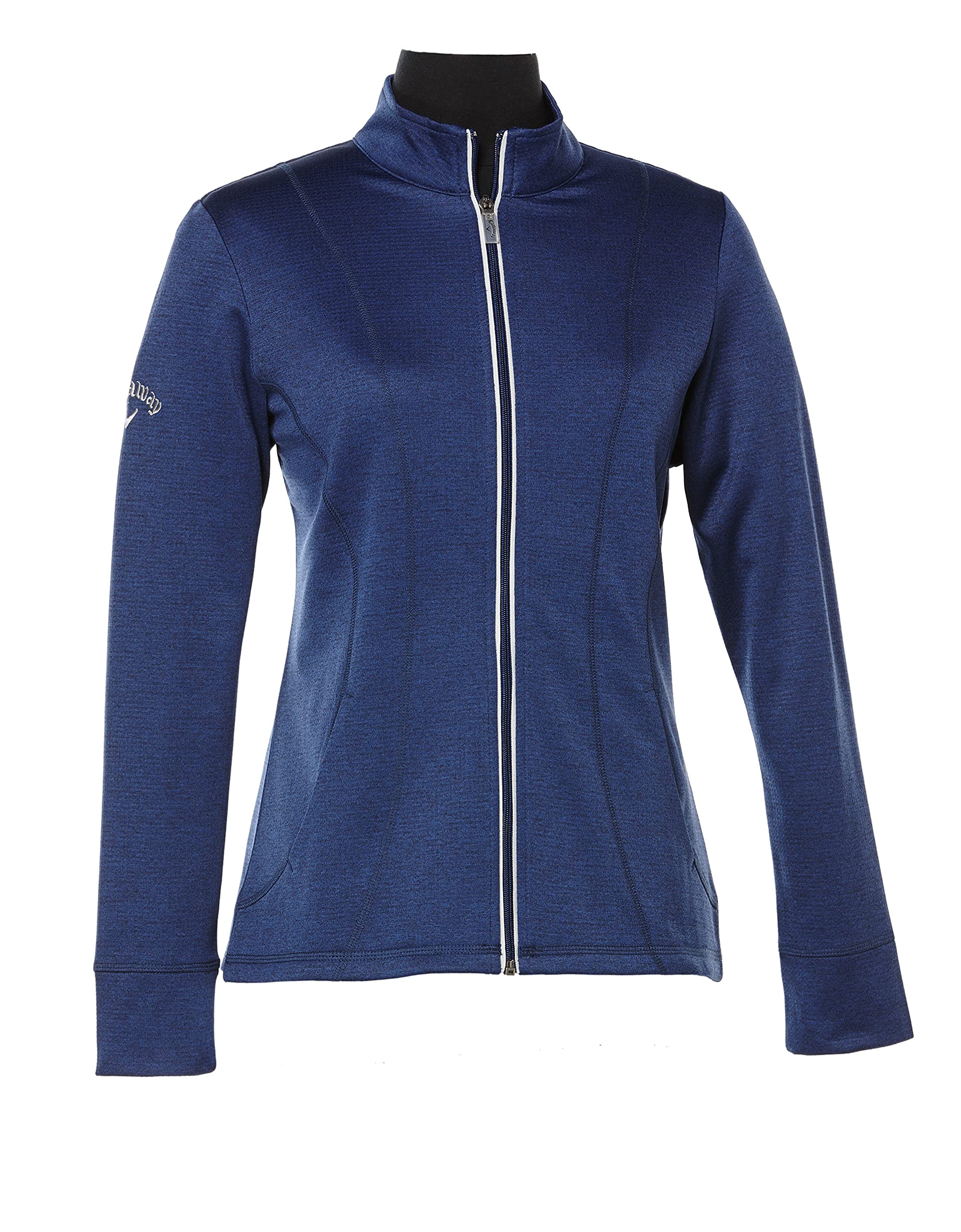 Callaway Women's Golf Full Zip Long Sleeve Fit Fleece Jacket, Blueprint Heather, Medium