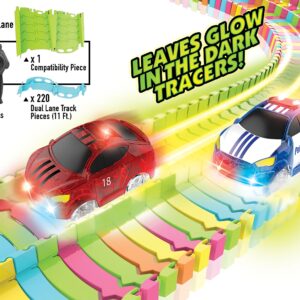 Mindscope Twister Tracks Radio Control Dual Lane Police Chase Glow in The Dark Track Set with 2 Cars and 2 Radio Controls RC