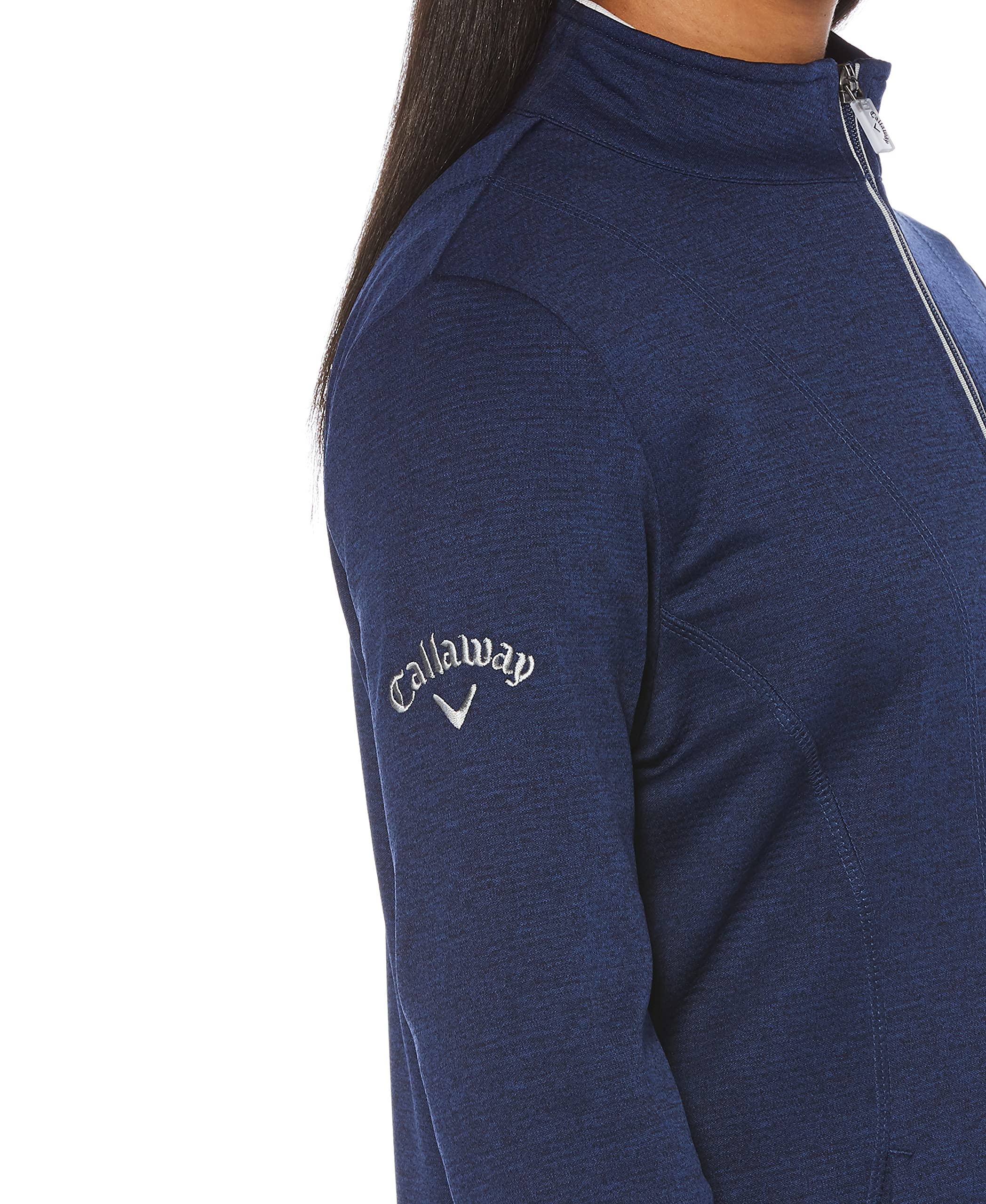 Callaway Women's Golf Full Zip Long Sleeve Fit Fleece Jacket, Blueprint Heather, Medium