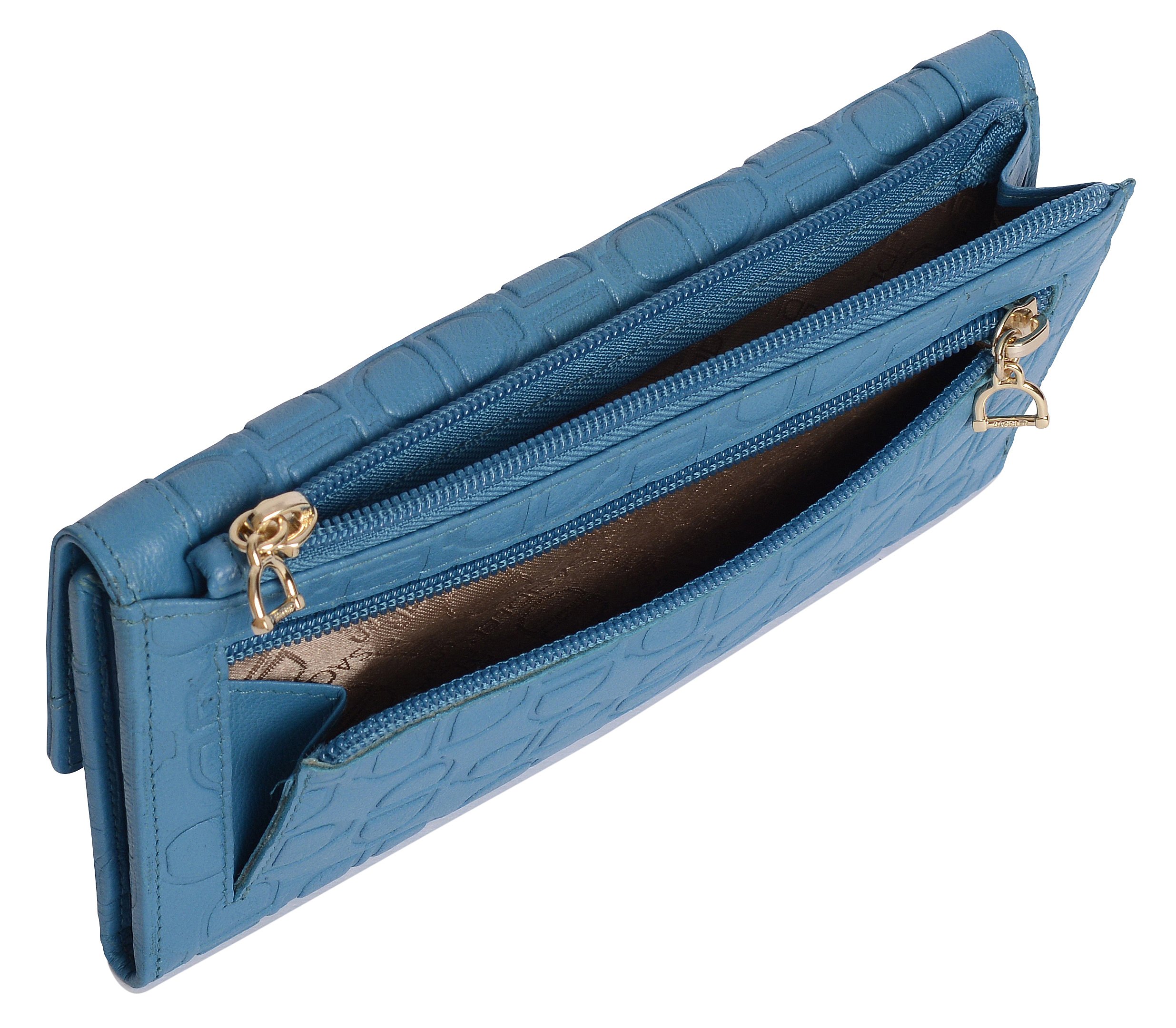 SADDLER Womens Large Leather Trifold Credit Card Coin Purse Wallet |Gift Boxed - Storm Blue