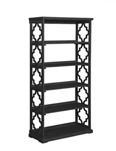 powell furniture turner bookcase, black, 36.5" x 15.8" x 72"