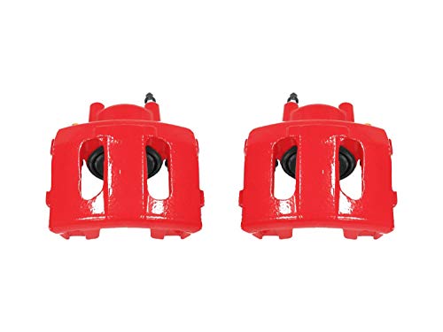 Power Stop S4339 Front Pair of High-Temp Red Powder Coated Calipers For 1991 - 2001 Jeep Cherokee Mid Size XJ | 1993- 1998 Grand Cherokee | 1990 - 2006 Wrangler [Application Specific]