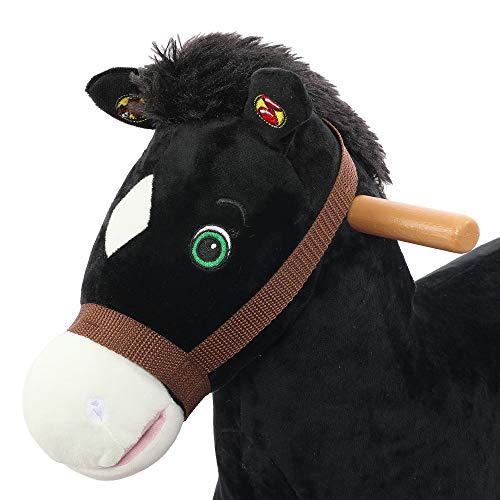 Rockin' Rider Cocoa 2-in-1 Pony Plush Ride-On, Black, Large