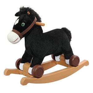 Rockin' Rider Cocoa 2-in-1 Pony Plush Ride-On, Black, Large