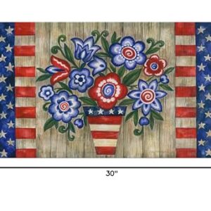 Toland Home Garden 800253 Patriotic Flowers Summer Door Mat 18x30 Inch 4th of July Outdoor Doormat for Entryway Indoor Entrance