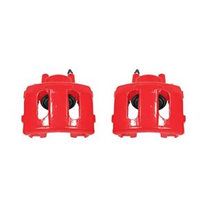 power stop s4339 front pair of high-temp red powder coated calipers for 1991 - 2001 jeep cherokee mid size xj | 1993- 1998 grand cherokee | 1990 - 2006 wrangler [application specific]