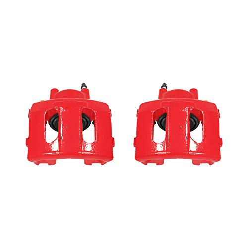 Power Stop S4339 Front Pair of High-Temp Red Powder Coated Calipers For 1991 - 2001 Jeep Cherokee Mid Size XJ | 1993- 1998 Grand Cherokee | 1990 - 2006 Wrangler [Application Specific]