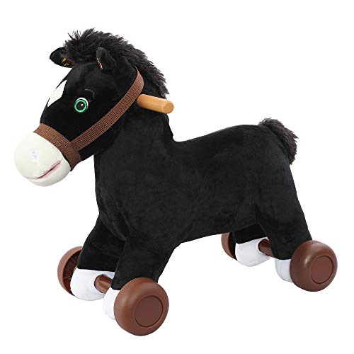 Rockin' Rider Cocoa 2-in-1 Pony Plush Ride-On, Black, Large