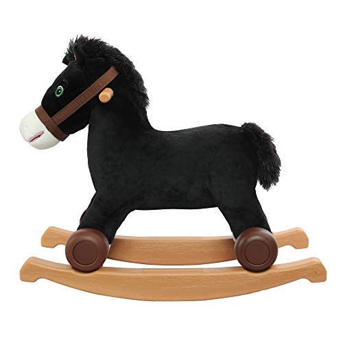 Rockin' Rider Cocoa 2-in-1 Pony Plush Ride-On, Black, Large