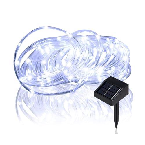 lychee Solar Rope Lights Outdoor 16.5ft 50LED Waterproof Solar Power String w/Light Outdoor Rope Lights Ideal for Home Garden Party Wedding Decoration (White)