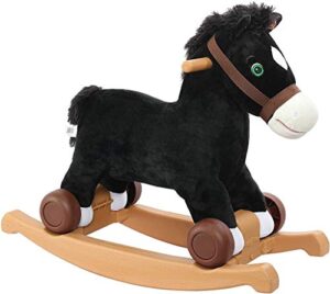 rockin' rider cocoa 2-in-1 pony plush ride-on, black, large