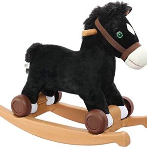 Rockin' Rider Cocoa 2-in-1 Pony Plush Ride-On, Black, Large