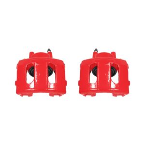 Power Stop S4339 Front Pair of High-Temp Red Powder Coated Calipers For 1991 - 2001 Jeep Cherokee Mid Size XJ | 1993- 1998 Grand Cherokee | 1990 - 2006 Wrangler [Application Specific]