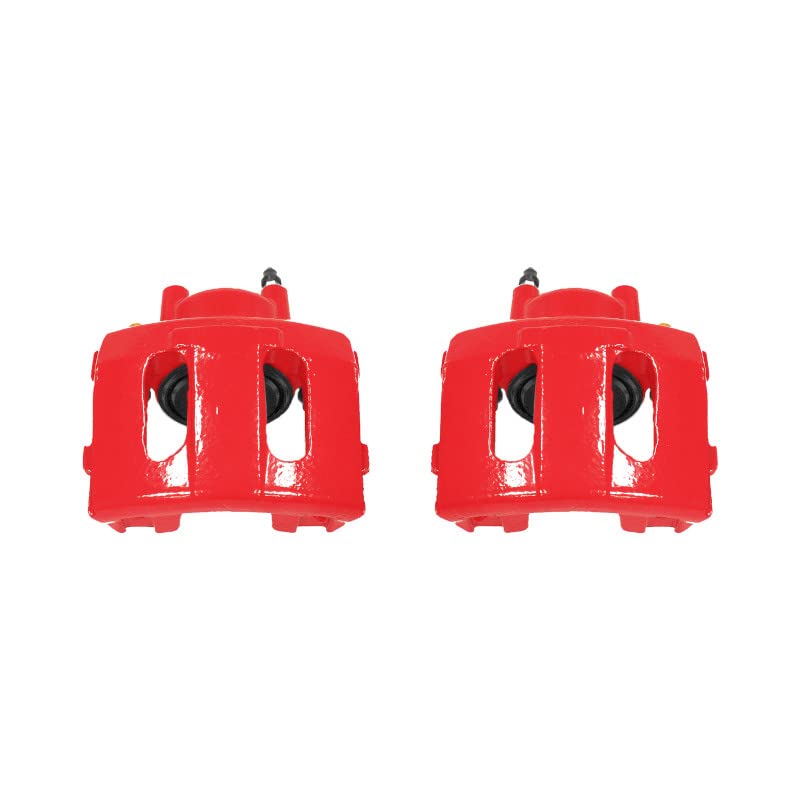 Power Stop S4339 Front Pair of High-Temp Red Powder Coated Calipers For 1991 - 2001 Jeep Cherokee Mid Size XJ | 1993- 1998 Grand Cherokee | 1990 - 2006 Wrangler [Application Specific]