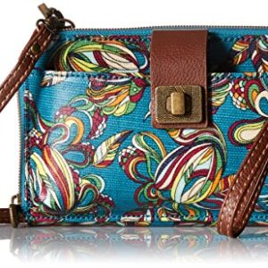 Sakroots Artist Circle Large Smartphone Cross-Body Phone Wallet, Teal Treehouse