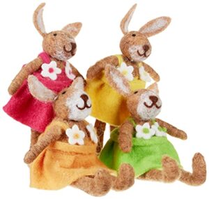 kalalou chb1607 set of colorful felt rabbits, one size, multicolored