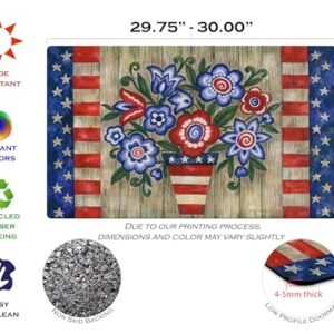 Toland Home Garden 800253 Patriotic Flowers Summer Door Mat 18x30 Inch 4th of July Outdoor Doormat for Entryway Indoor Entrance