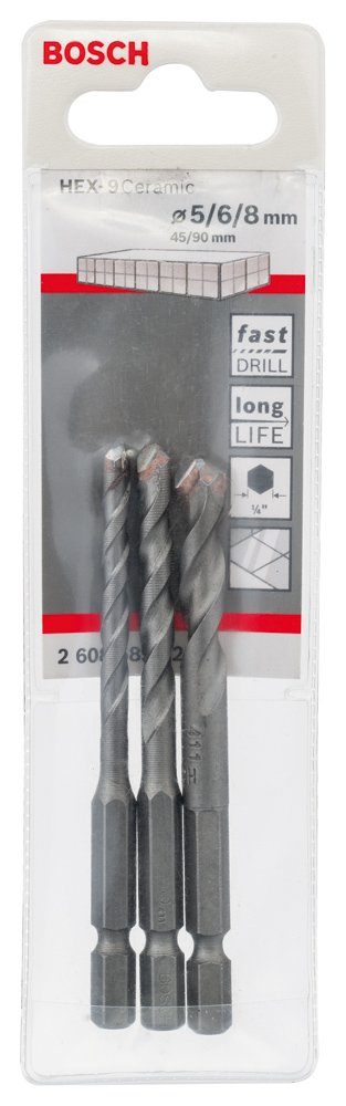 Bosch 2608589527 Tile Drill Bit"Hex Ceramic Eu" 3 Pcs