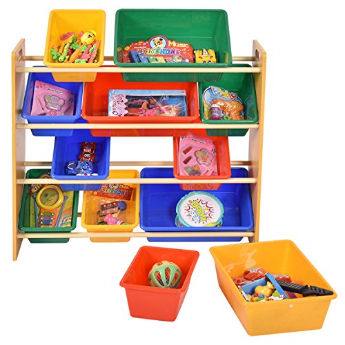 Costzon Toy Storage Organizer Bins Kids Playroom Activity Center Shelf Drawer