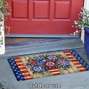 Toland Home Garden 800253 Patriotic Flowers Summer Door Mat 18x30 Inch 4th of July Outdoor Doormat for Entryway Indoor Entrance