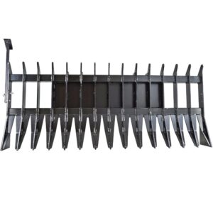 Titan Attachments Skid Steer Root Rake Attachment 84in Wide, Universal Quick Tach Hookup, Root Clearing Brush Rake, Land Clearing Site Prep Implement, Roll Debris, Silage, Brush to Burn Pile