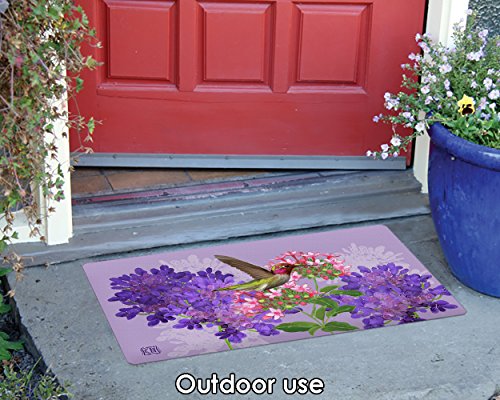 Toland Home Garden 800238 Hummingbird and Flowers Summer Door Mat 18x30 Inch Bird Outdoor Doormat for Entryway Indoor Entrance