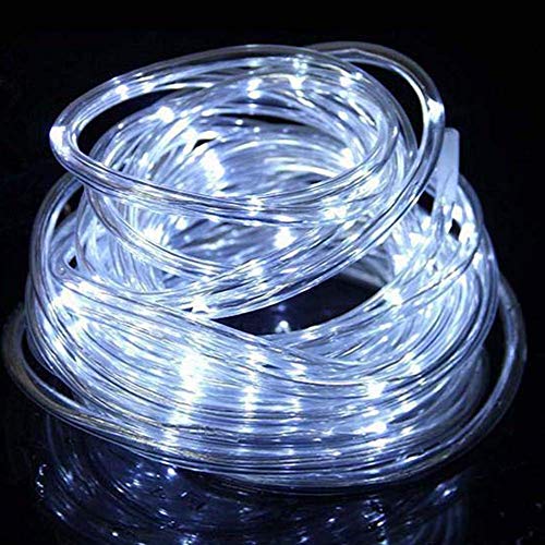 lychee Solar Rope Lights Outdoor 16.5ft 50LED Waterproof Solar Power String w/Light Outdoor Rope Lights Ideal for Home Garden Party Wedding Decoration (White)