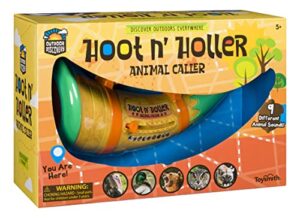 toysmith outdoor discovery, hoot-n-hollar animal caller, 9" horn with 9 animal sounds, for boys & girls ages 5+