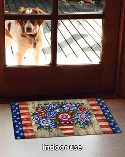 Toland Home Garden 800253 Patriotic Flowers Summer Door Mat 18x30 Inch 4th of July Outdoor Doormat for Entryway Indoor Entrance