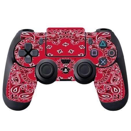 Red Bandanas Design Vinyl Decal Sticker Skin by Debbie's Designs for PS4 DualShock4 Controller